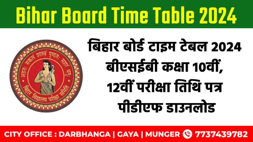 Bihar Board Time Table 2024: BSEB Class 10th, 12th Exam Date
